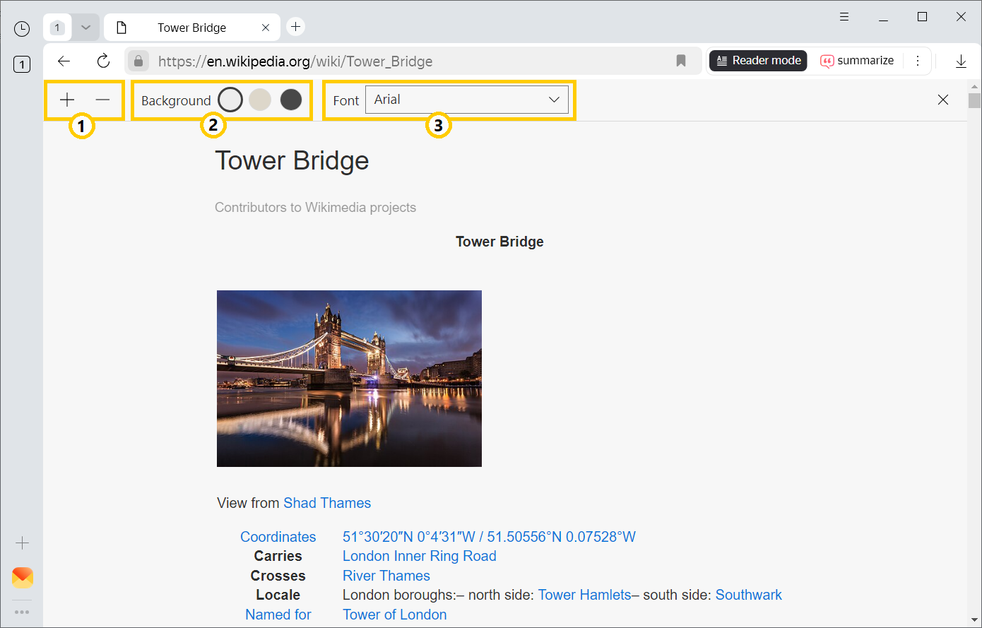 Reader mode | Browser